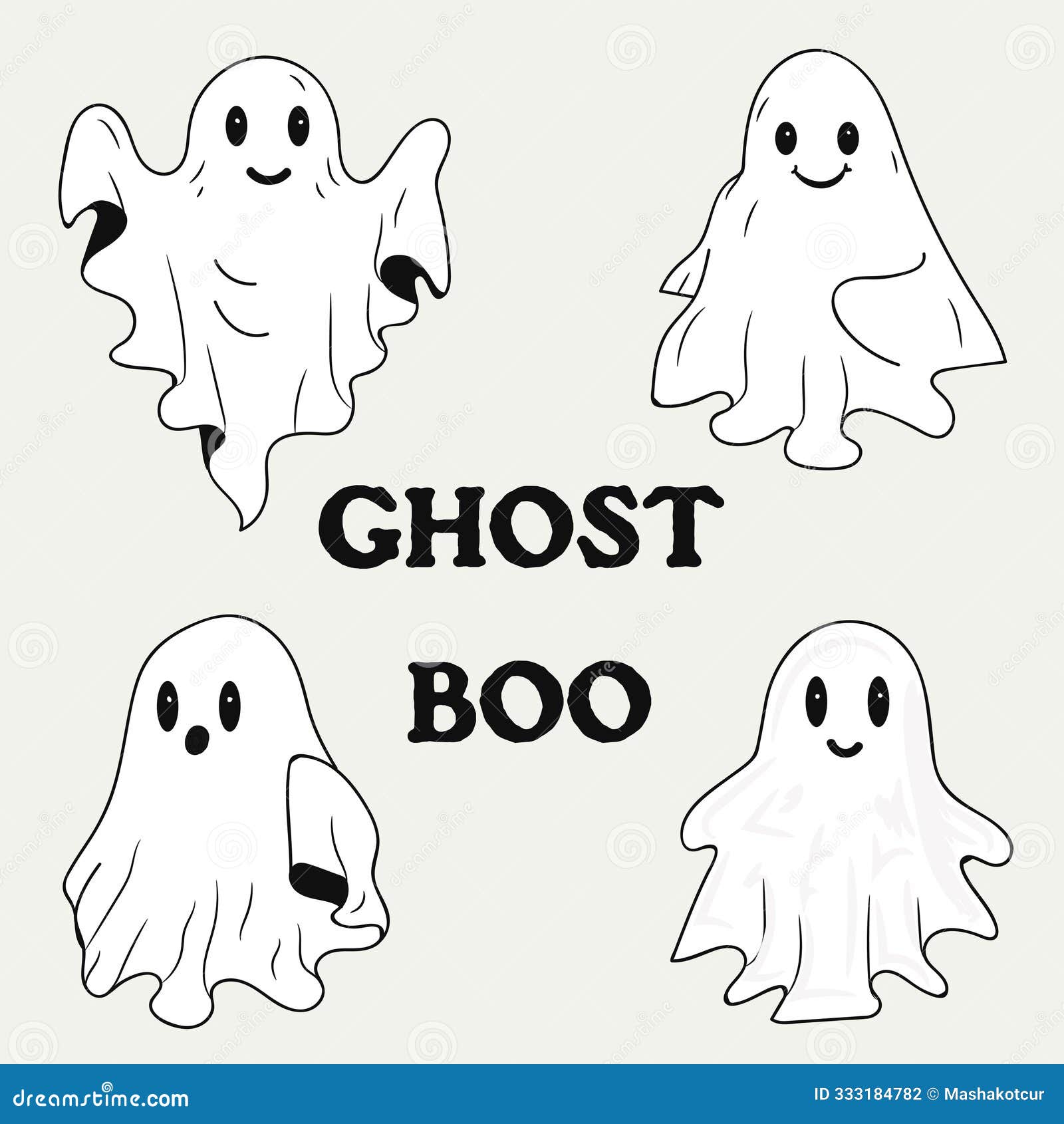 Cartoon Ghost. Friend Smile Spooky Buster Halloween Symbols Vector ...