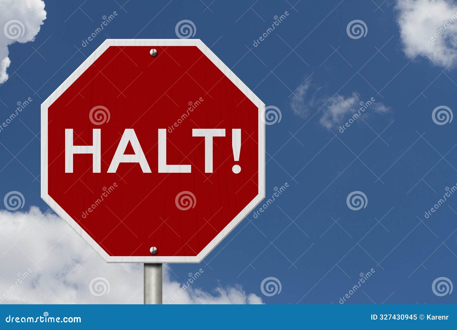 Halt Message on Red Street Stop Sign Stock Image - Image of halt, stop ...