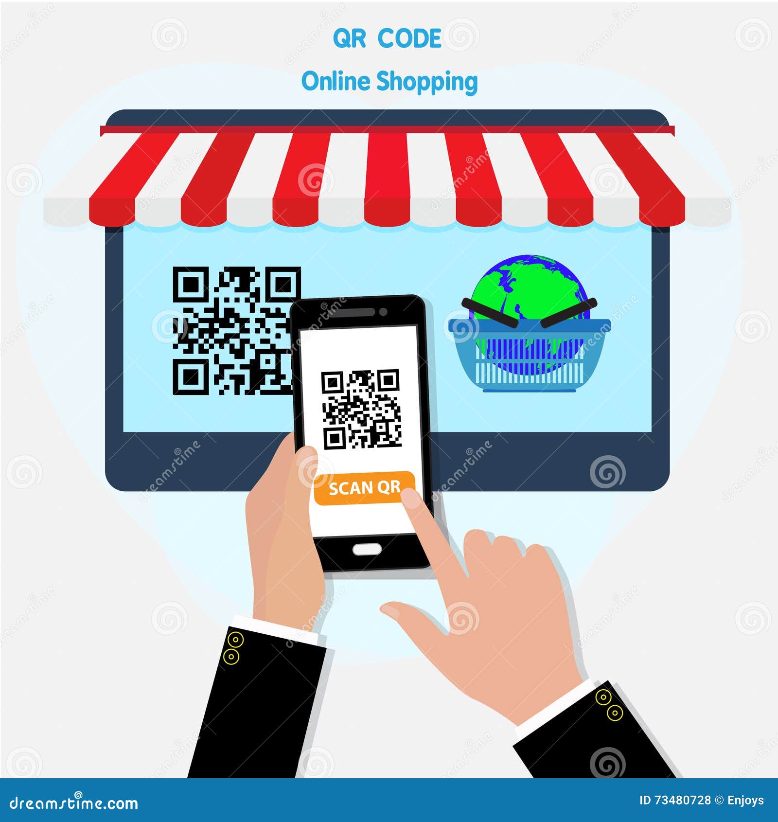 Halten Sie Codeeinkaufen Des Handdas Bewegliche Scans QR Stock ...