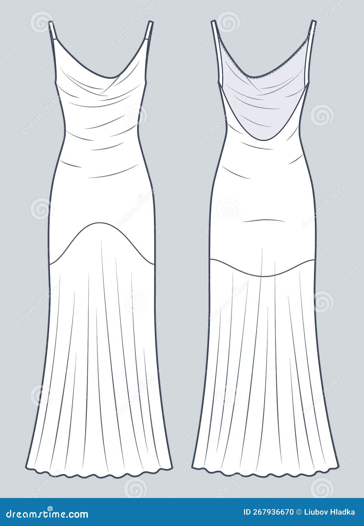 Halter Dress Technical Fashion Illustration Tiered Dress Fashion Flat