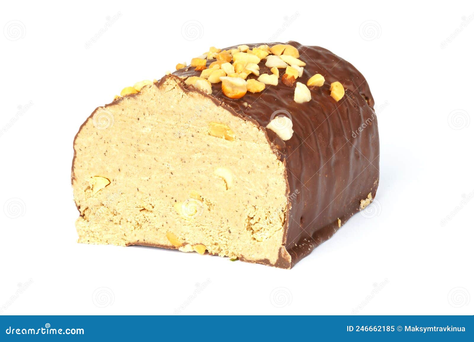 Halva with Nuts in Chocolate on White Background Stock Image - Image of ...