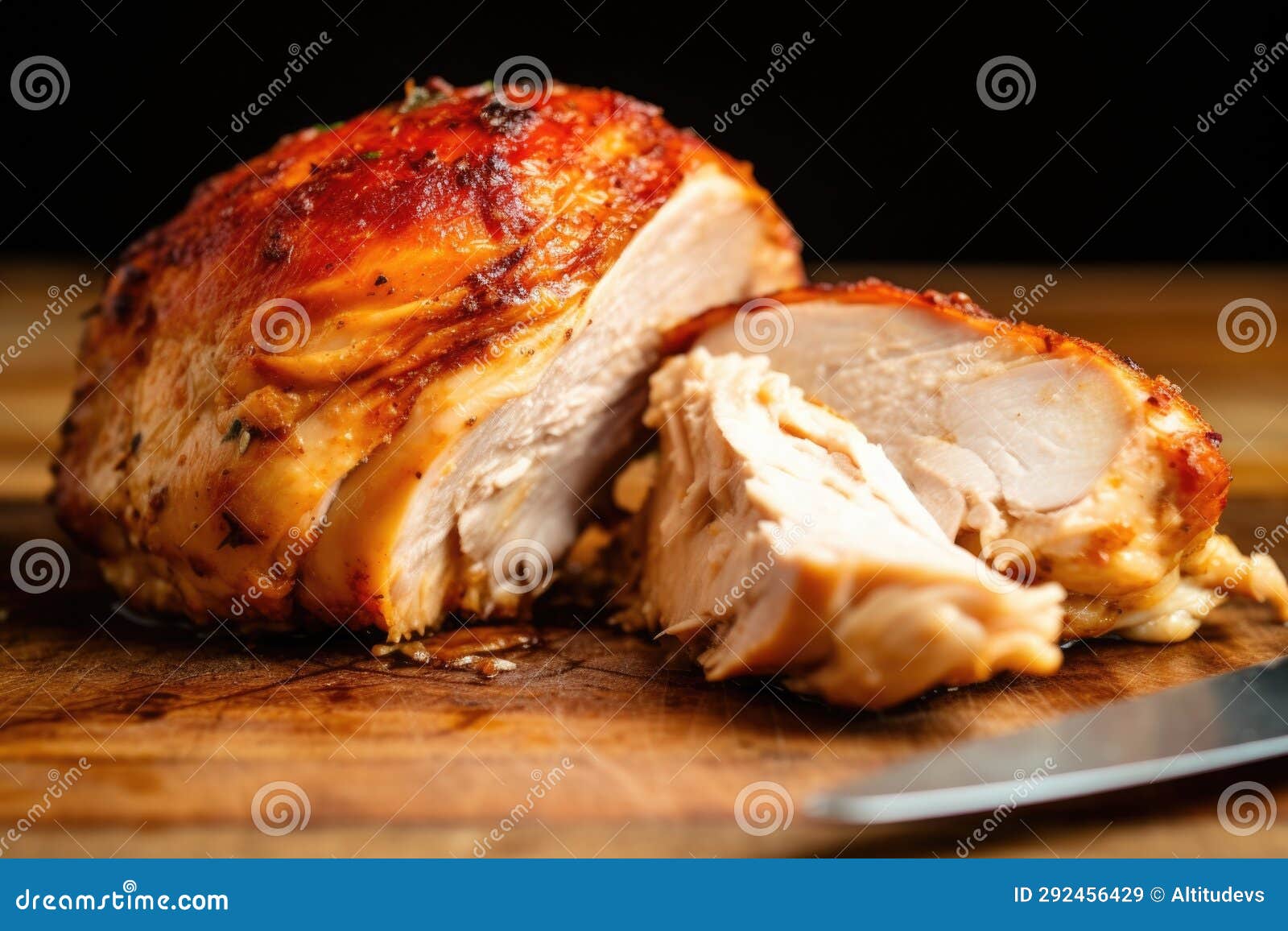 Halved Chicken Thigh Showcasing Its Thoroughly Cooked Interior Stock ...