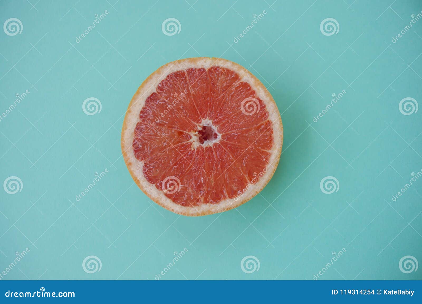 Halved Grapefruit on Blue Background. Stock Photo - Image of flat ...