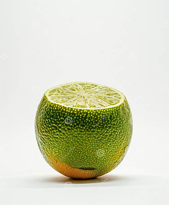 A Halved Green Lemon on a White Background Stock Illustration ...