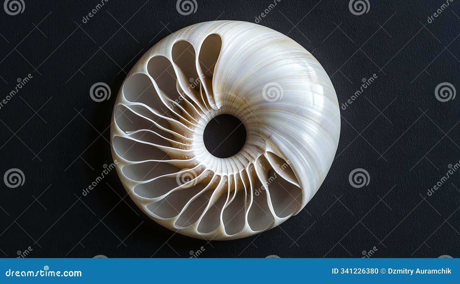 The Halved Shell of a Chambered Nautilus (Nautilus Pompilius) Shows a ...