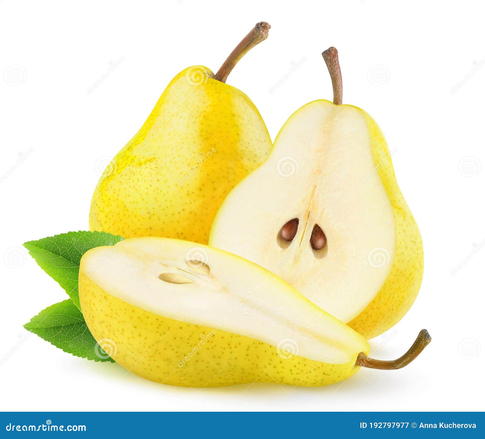 Halved Yellow Pears Isolated on White Stock Image - Image of fruit ...