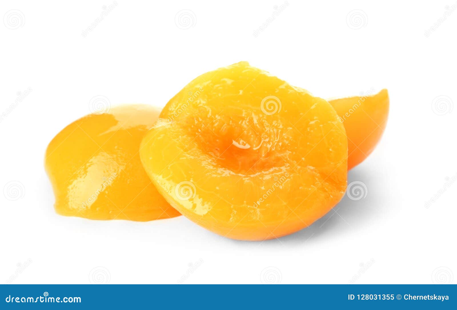 Halves of canned peaches stock image. Image of natural - 128031355