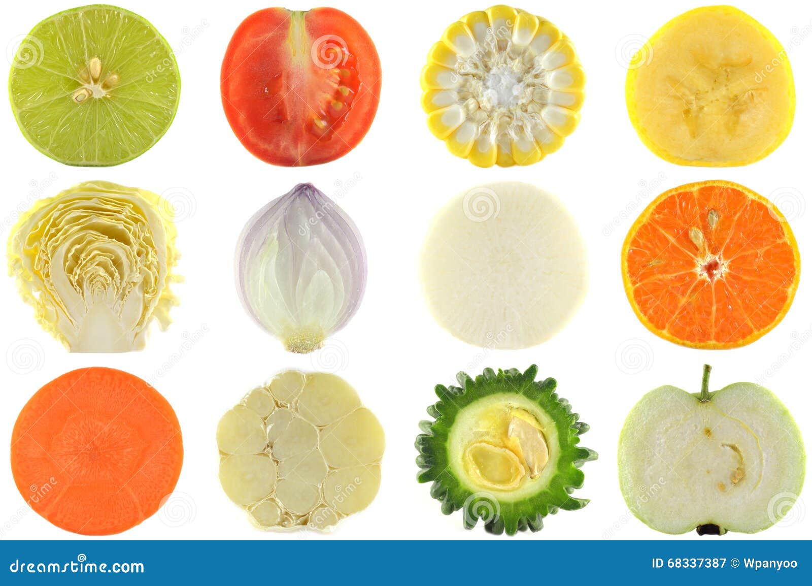 Halves of Crop, Fruits and Vegetables Stock Image - Image of balsam ...