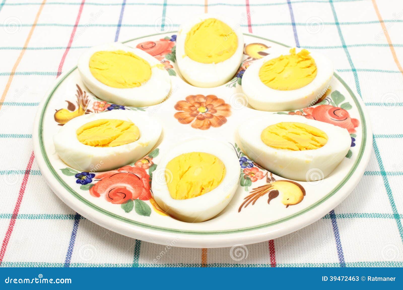 Halves of Eggs Lying on Colorful Plate Stock Image - Image of fresh ...