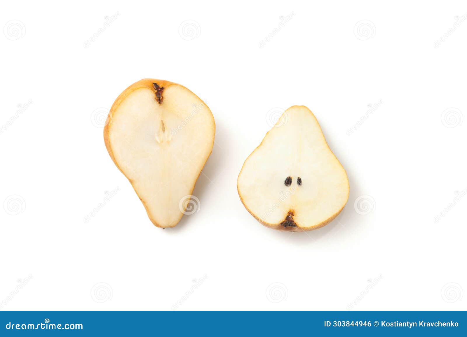 Halves of Pear Isolated on White Background with Clipping Path Stock ...