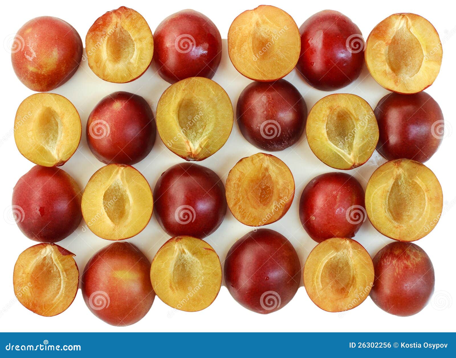 Halves Plums Isolated on the White Background Stock Photo - Image of ...