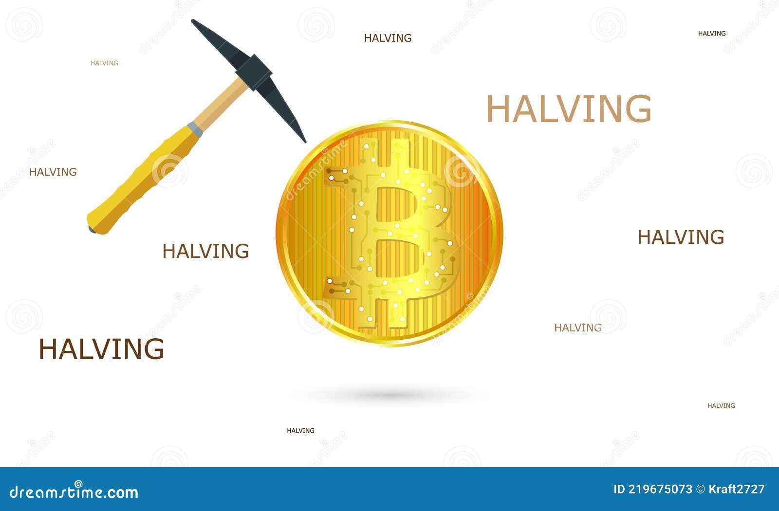 Halving The Reward Of Cryptocurrency Blockchain Technology Cartoon ...