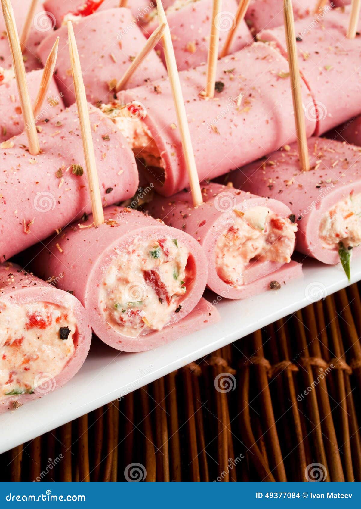 Ham appetizers stock photo. Image of plate, 1000009593 - 49377084