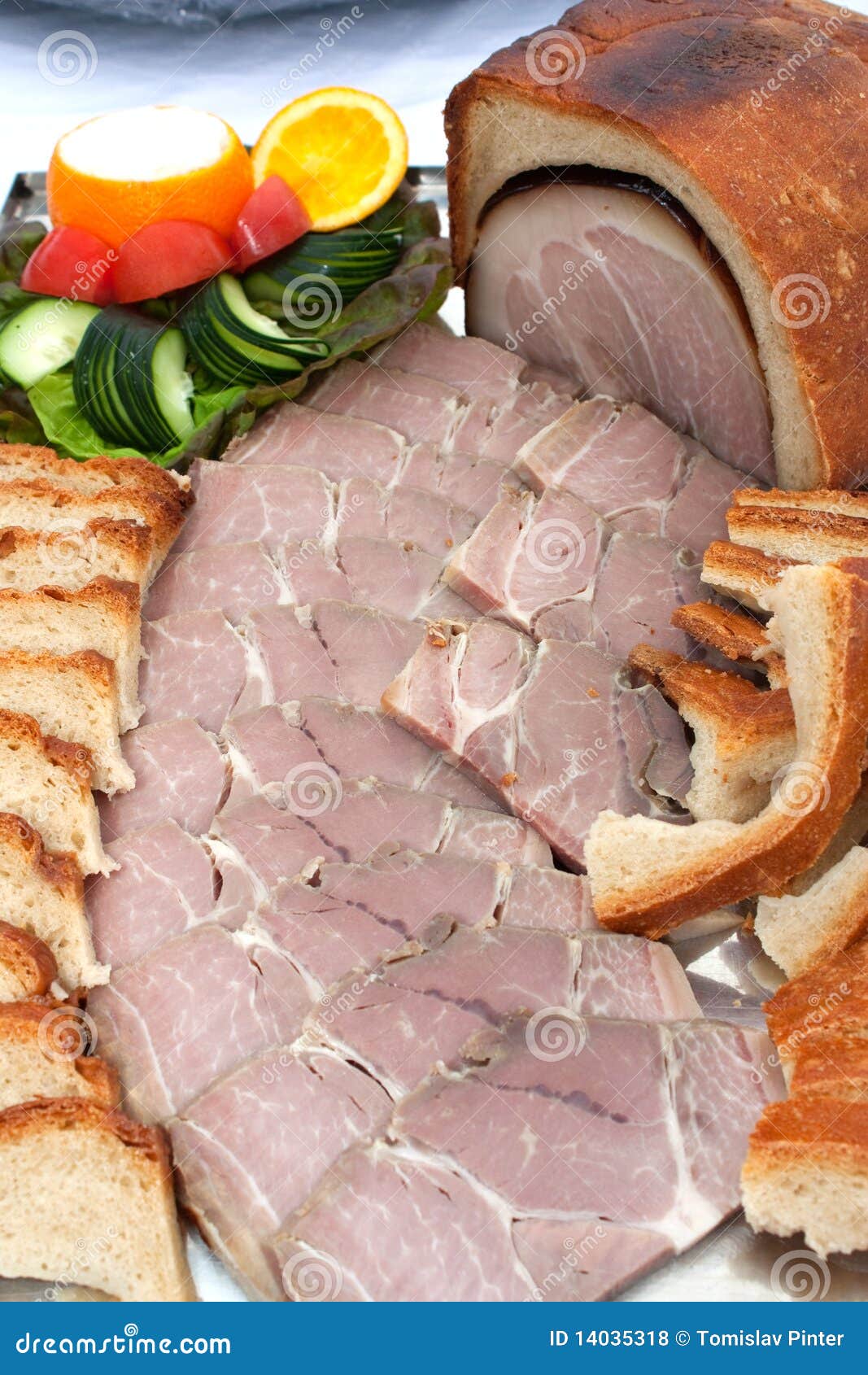 Ham baked in bread stock photo. Image of board, delicatessen - 14035318