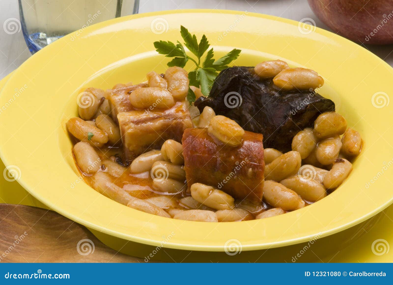 Ham and Beans, Asturias Style. Spanish Cuisine. Fa Stock Photo - Image ...