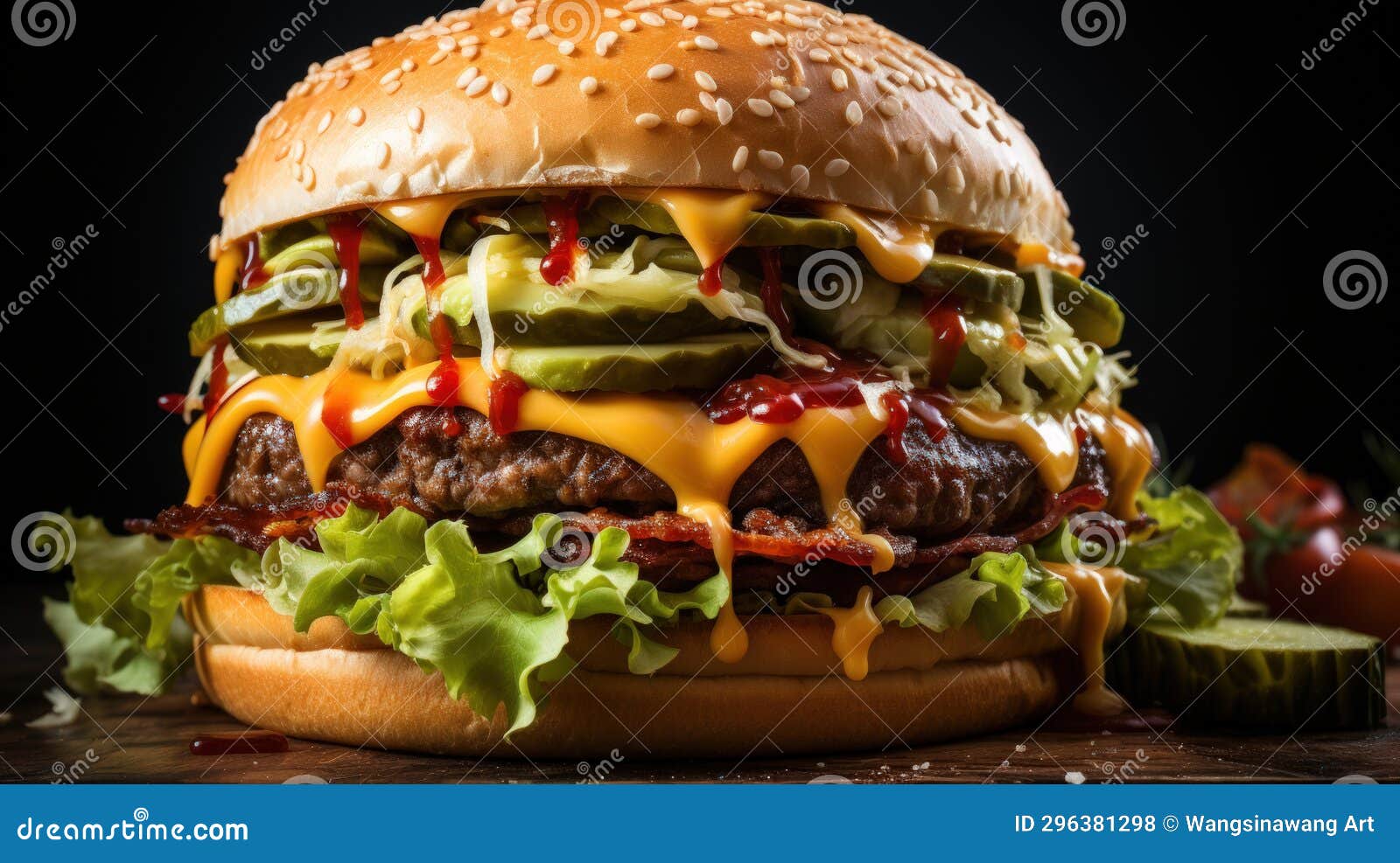 Ham Beef Cheese Patty Burger Stock Photo - Image of restaurant, label ...
