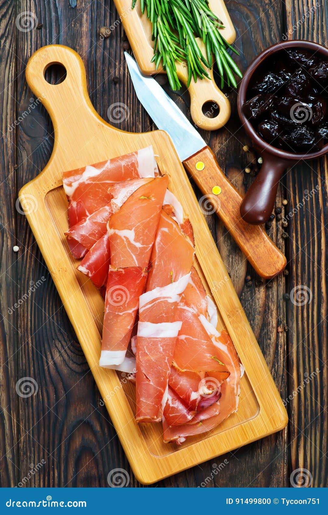 Ham on board stock photo. Image of iberico, slice, iberian - 91499800
