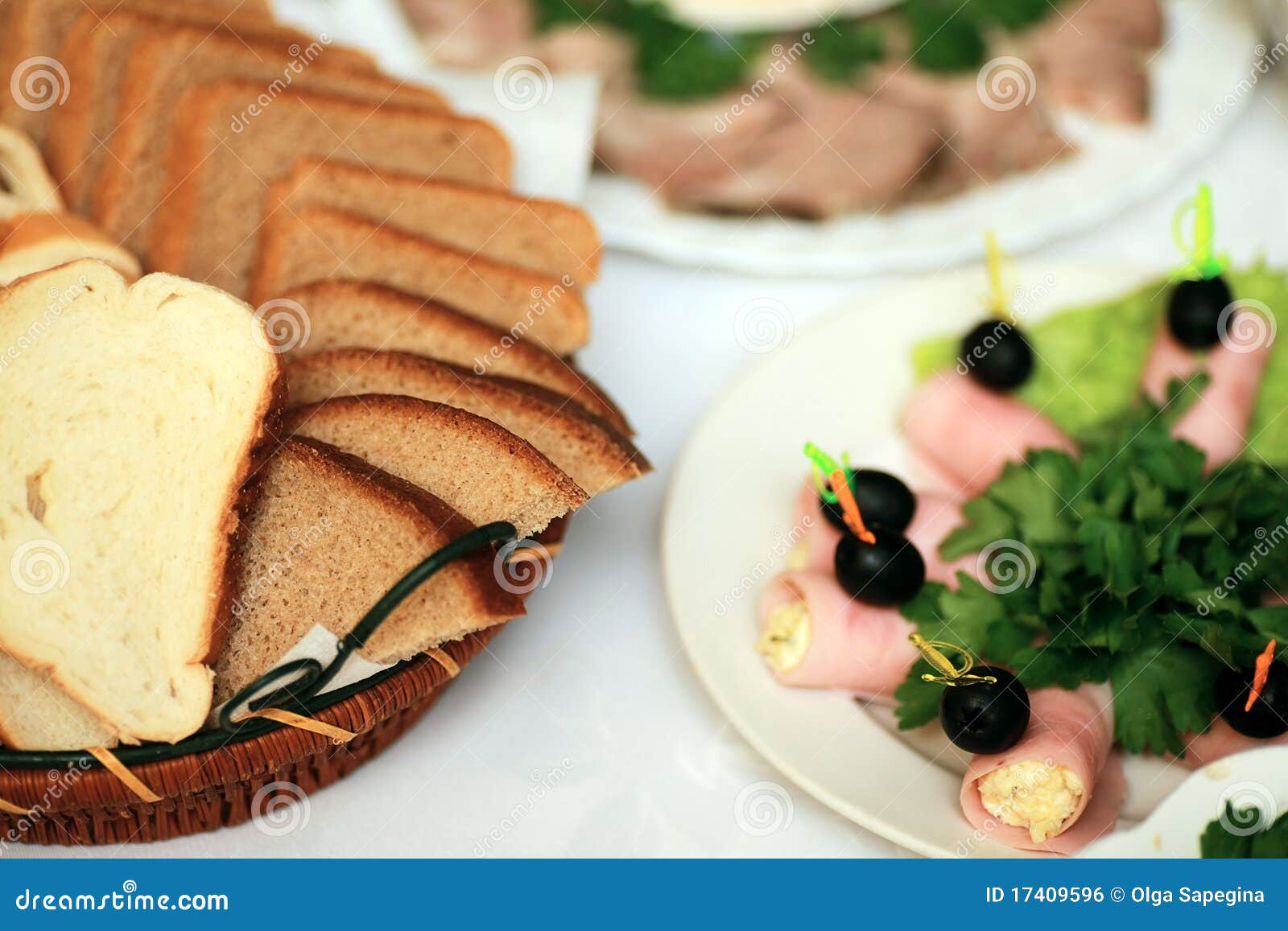 Ham and bread stock photo. Image of snack, meal, tablecloth - 17409596