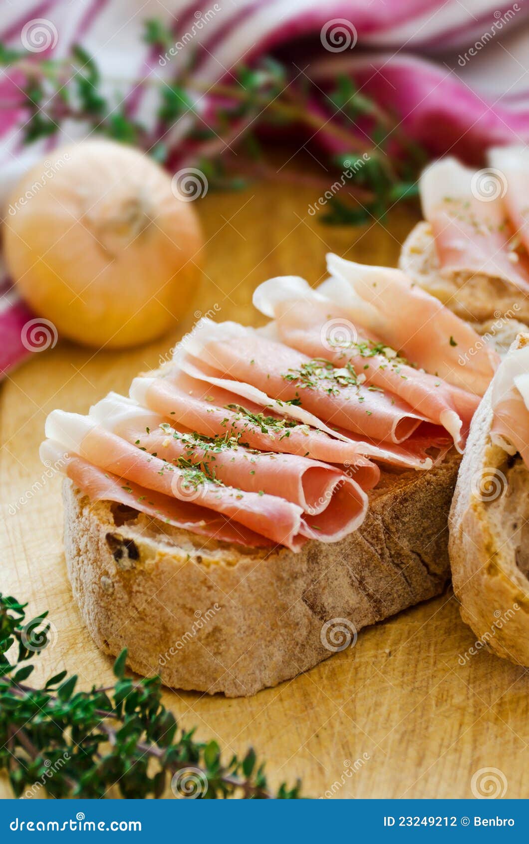 Ham with bread stock photo. Image of delicatessen, bread - 23249212