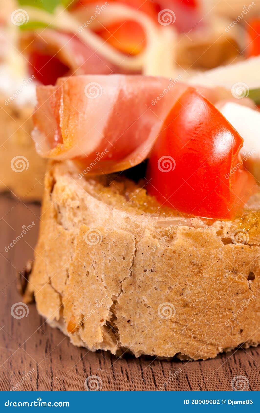 Ham on bread stock photo. Image of leaf, appetizers, sandwich - 28909982