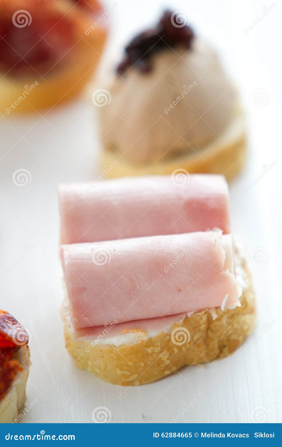 Ham canapé stock image. Image of delicious, meat, background - 62884665