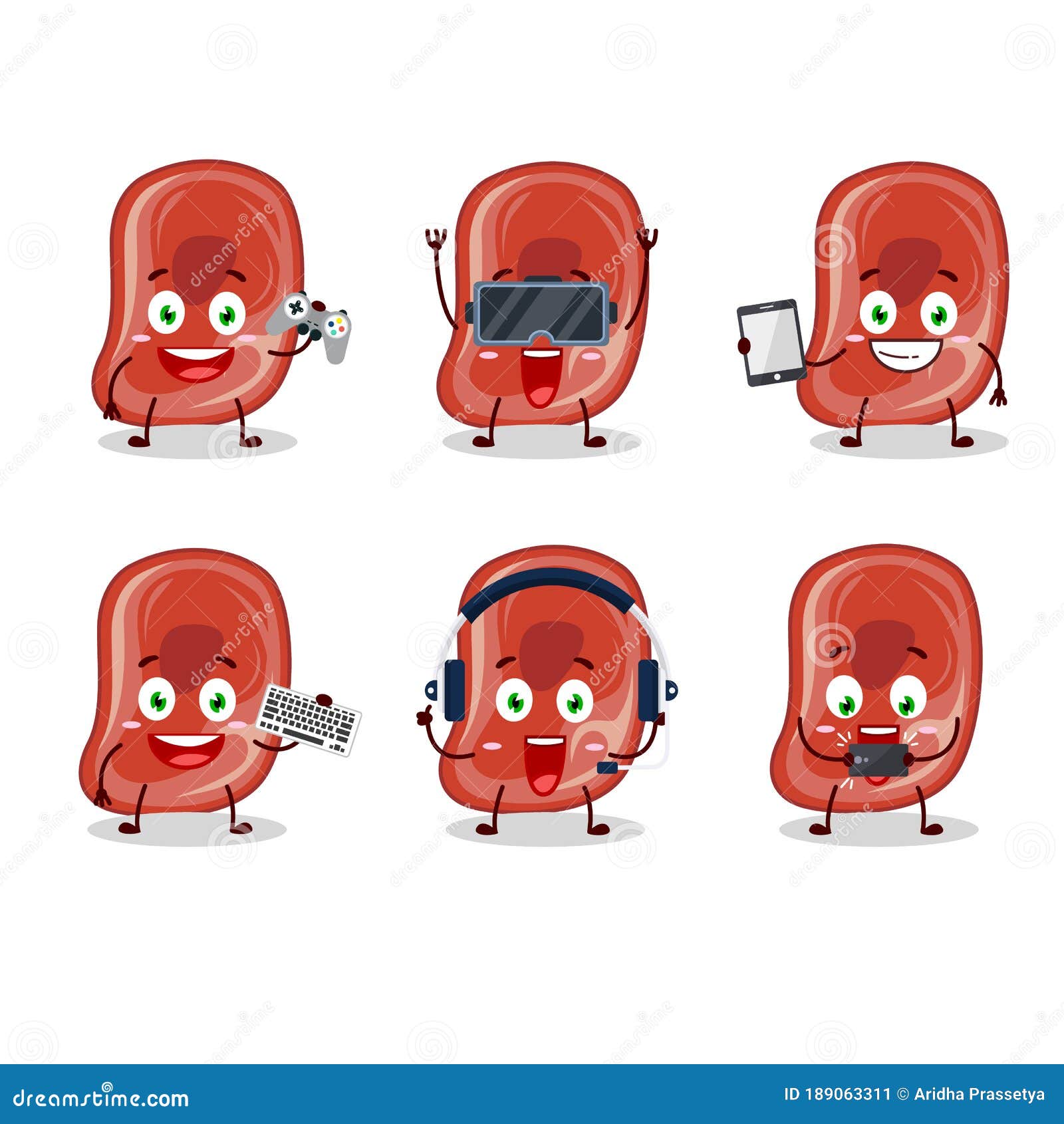 Ham Cartoon Character are Playing Games with Various Cute Emoticons ...