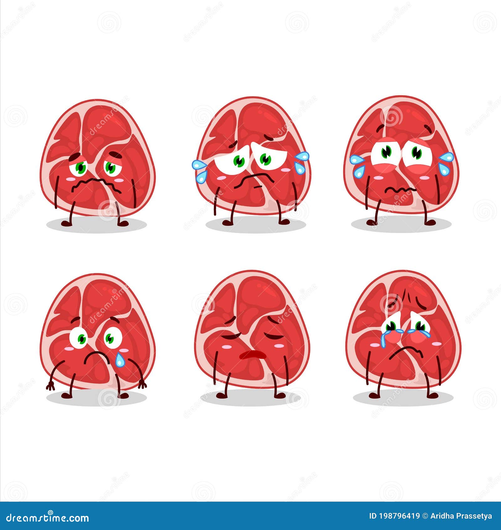 Ham Cartoon in Character with Sad Expression Stock Vector ...