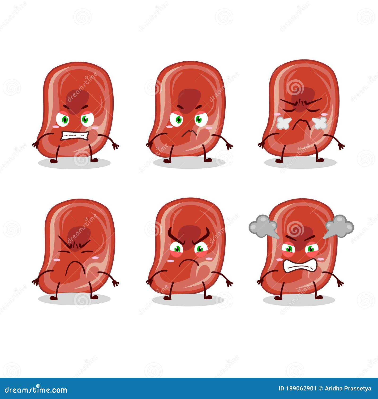 Ham Cartoon Character with Various Angry Expressions Stock Vector ...