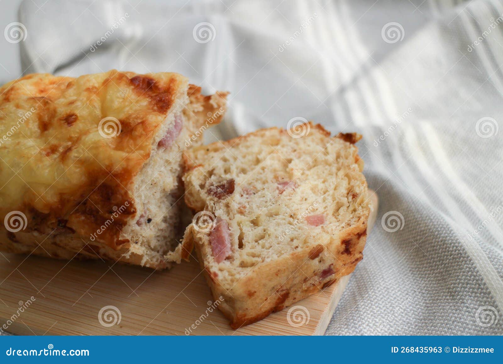 Ham and Cheese Bread on White Background Stock Image - Image of smile ...