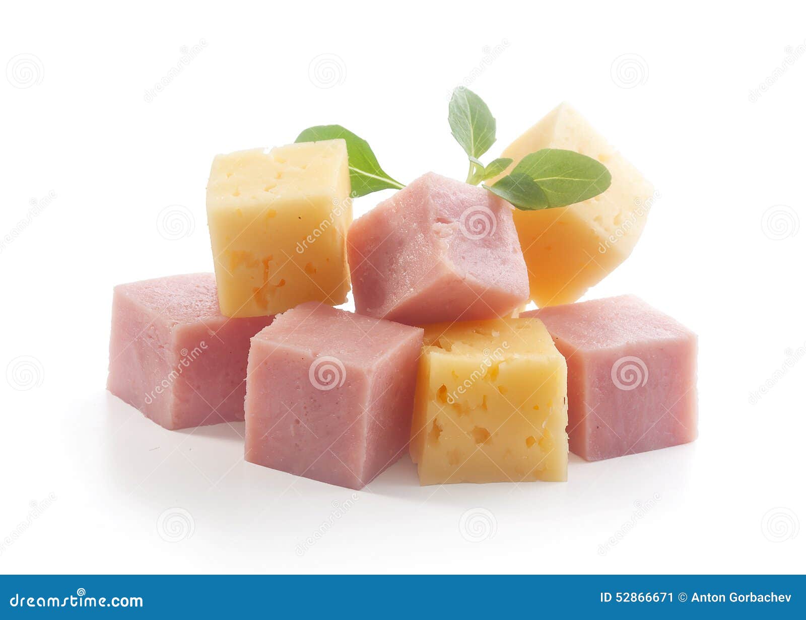 Ham and cheese cubes stock image. Image of food, green - 52866671