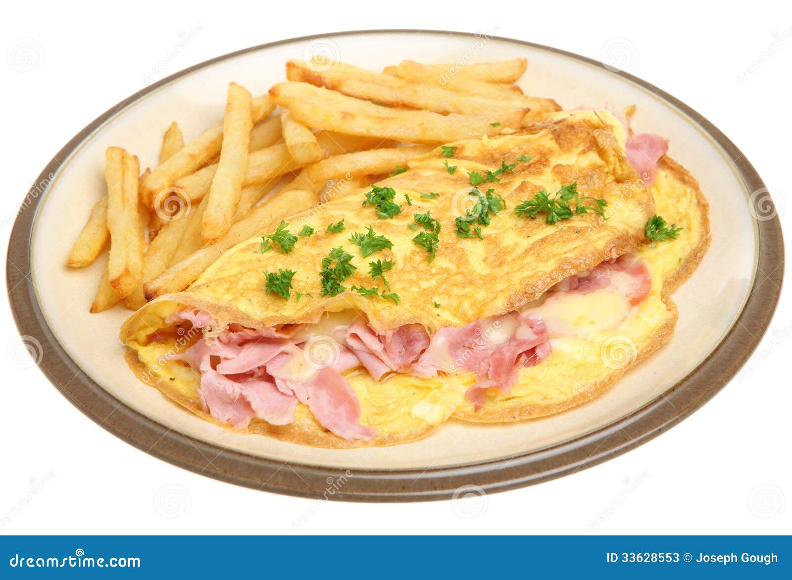 Ham & Cheese Omelet With Fries Stock Photos - Image: 33628553