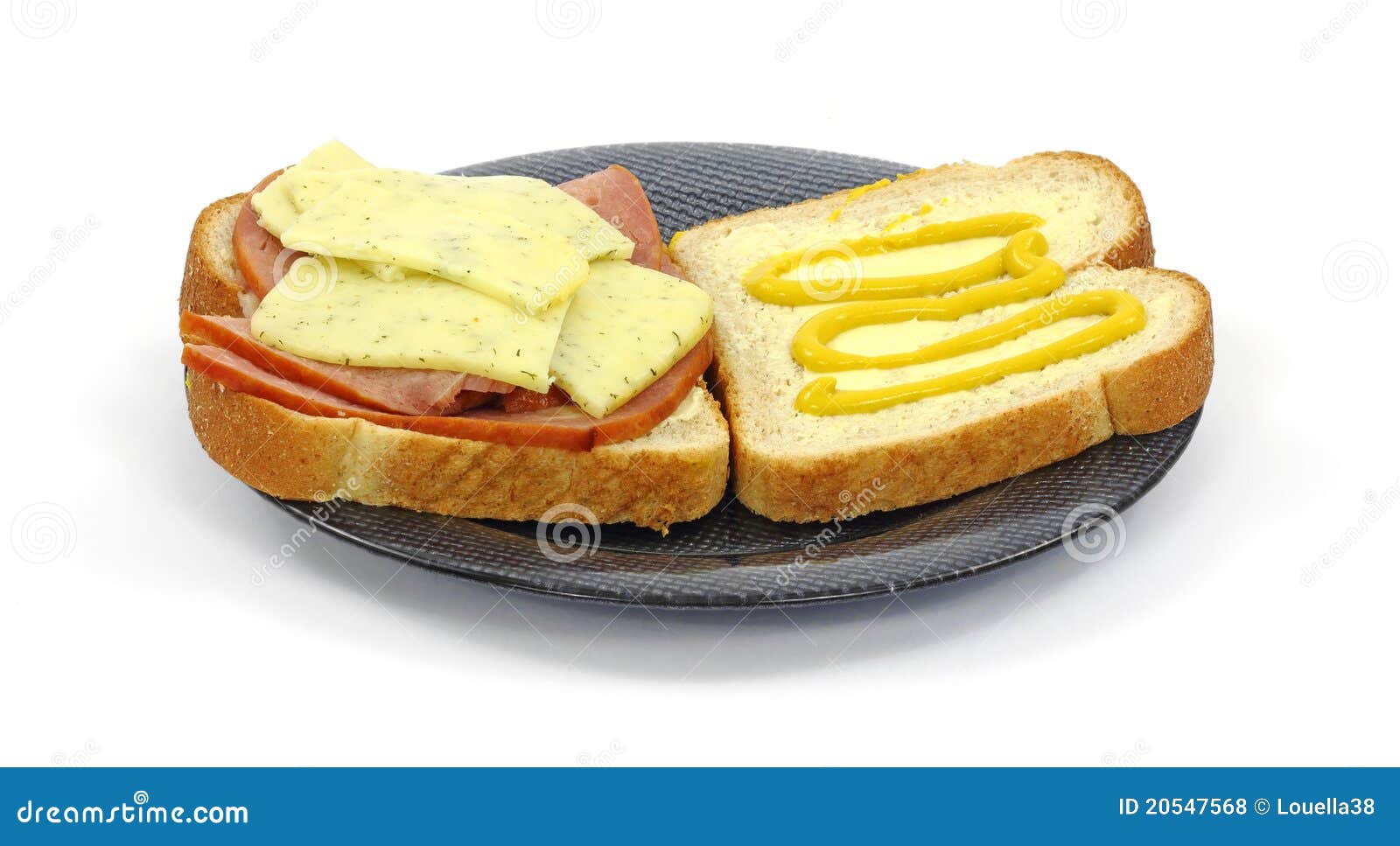 Ham Cheese Open Sandwich stock photo. Image of meal, blue - 20547568