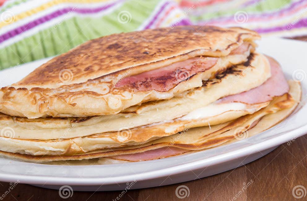 Ham and Cheese Pancake Breakfast Stock Image - Image of shot, meal ...