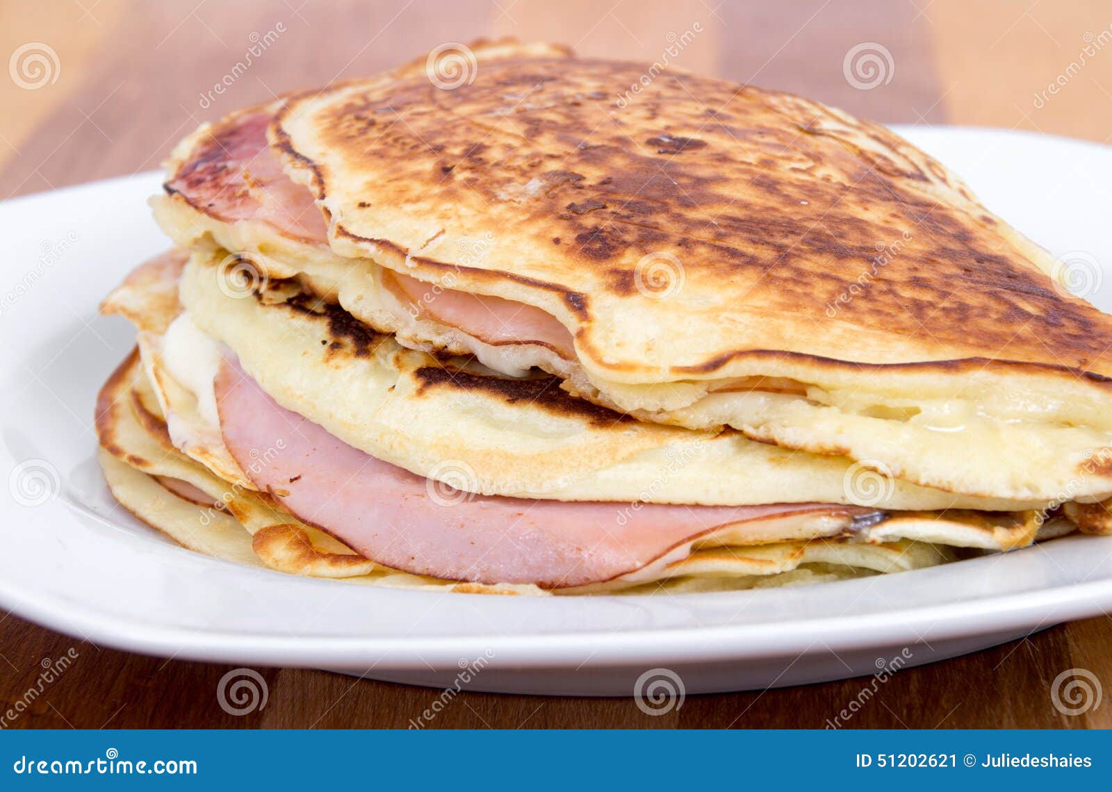 Ham and Cheese Pancake Breakfast Stock Image - Image of salted ...