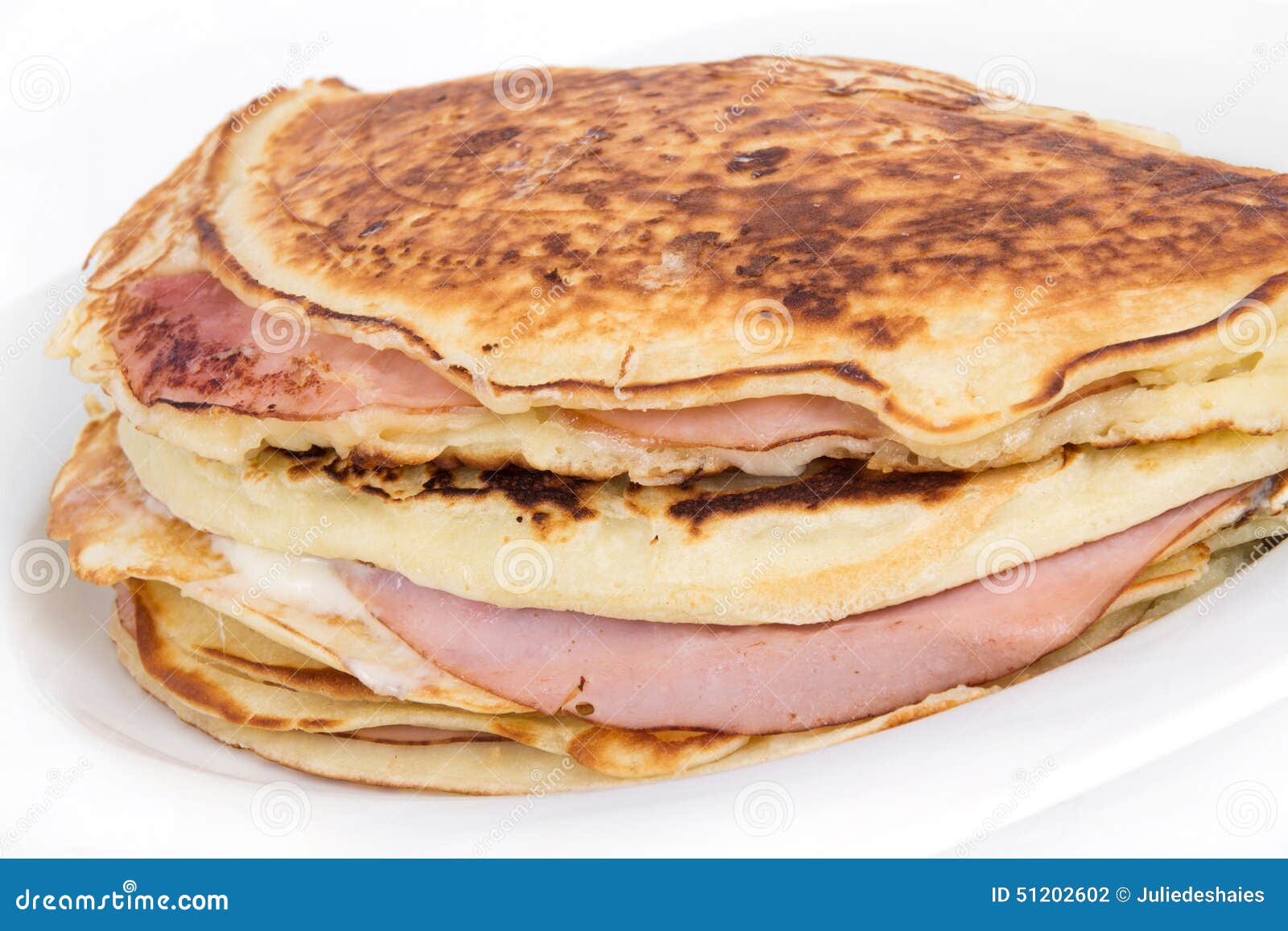 Ham and Cheese Pancake Breakfast Stock Photo - Image of closeup, shot ...