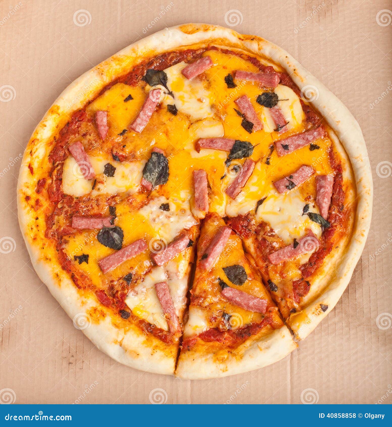 Ham and Cheese Pizza in a Box Stock Photo - Image of italian, cuisine ...