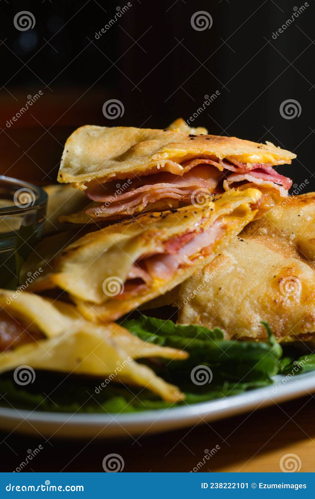 Ham and Cheese Quesadilla stock image. Image of crispy - 238222101