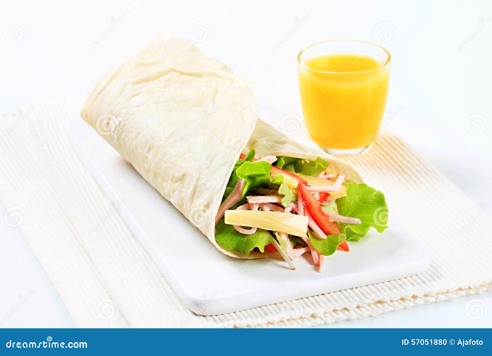 Ham and cheese salad wrap stock photo. Image of recipe - 57051880