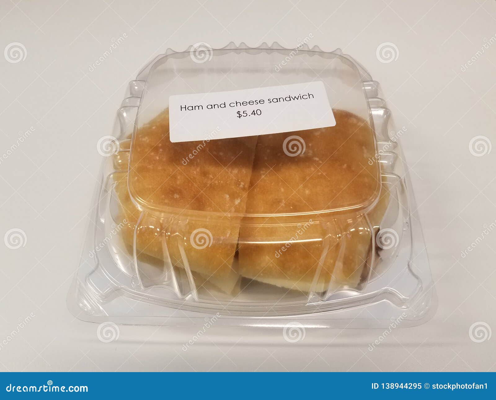Ham and Cheese Sandwich Plastic Container with Label with Price on ...