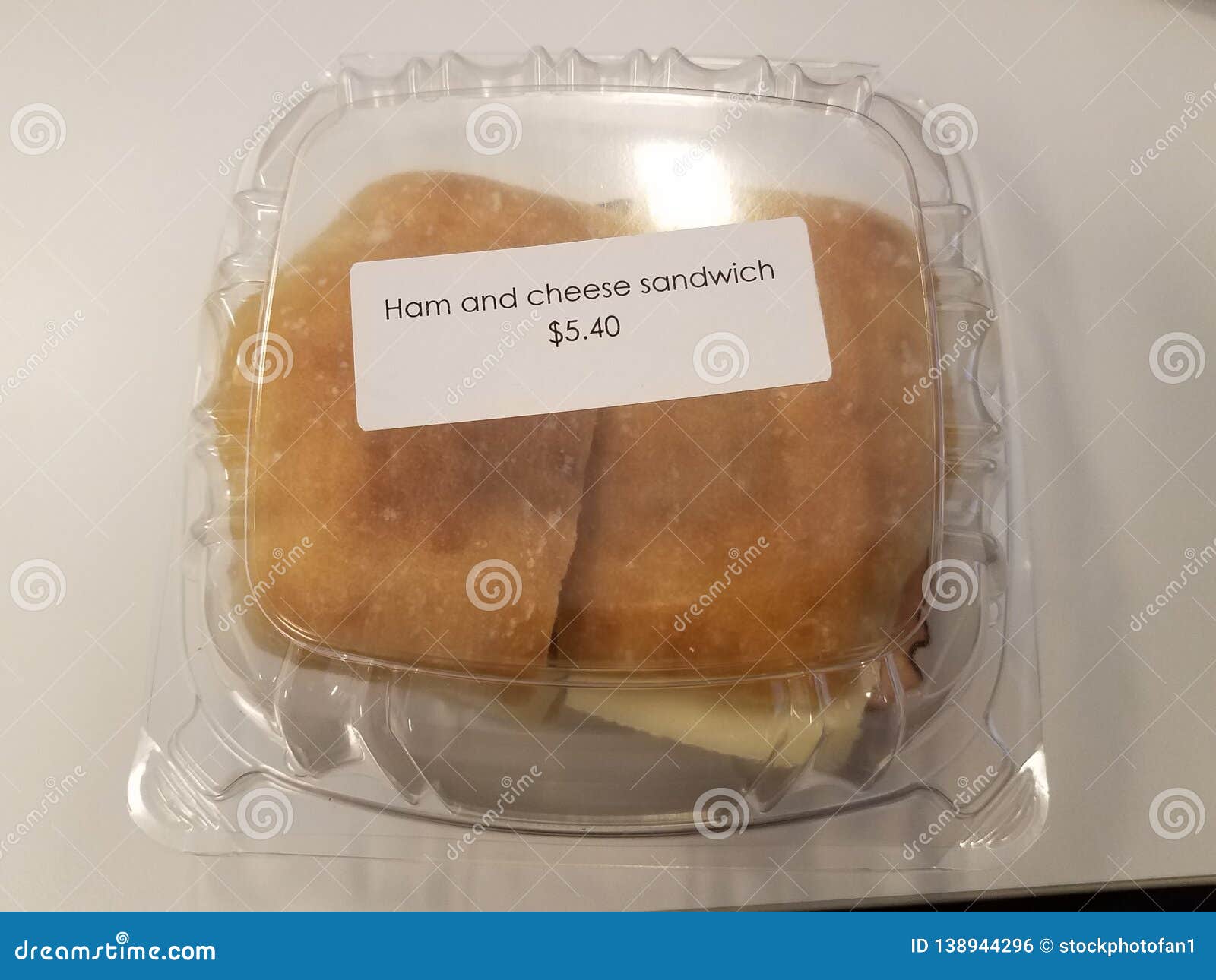Ham and Cheese Sandwich Plastic Container with Label with Price on ...