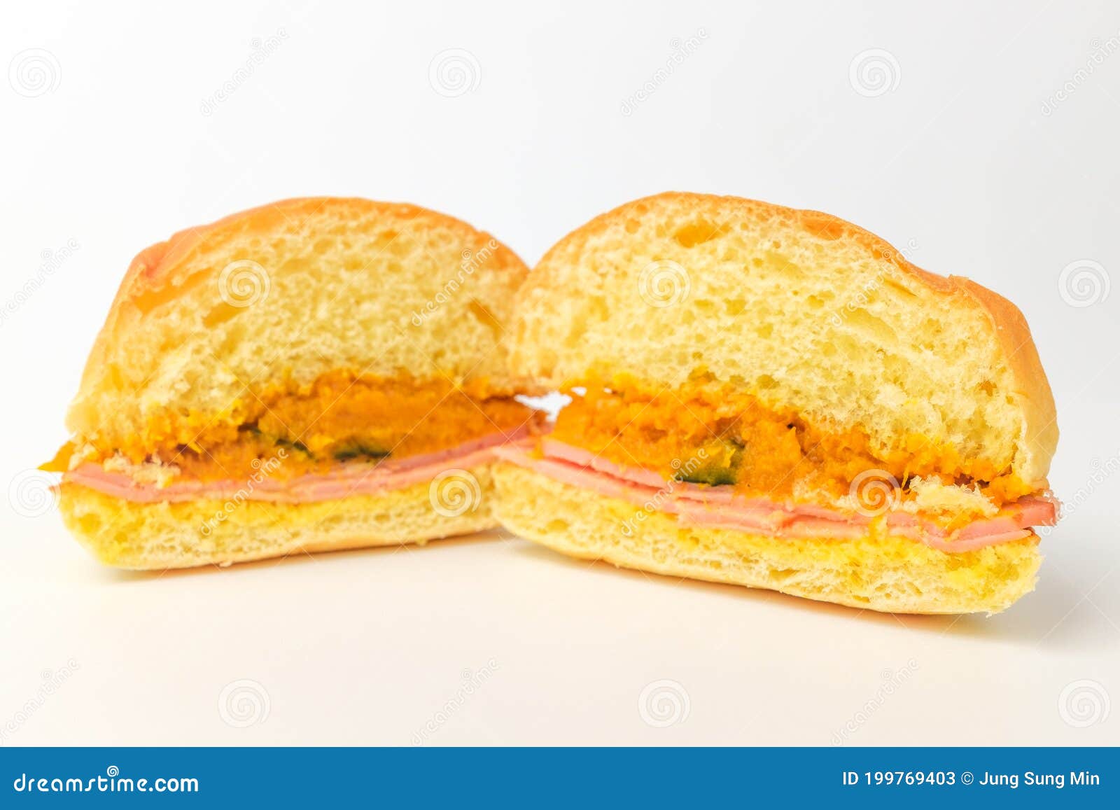 Ham Cheese Sandwich on White Background Stock Image - Image of salad ...