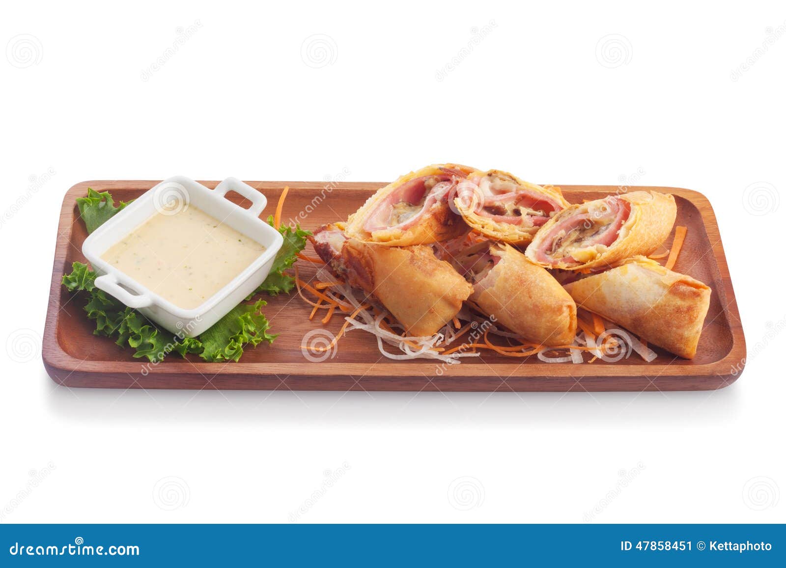 Ham & Cheese Spring Roll Stock Image - Image of thai, plate: 47858451