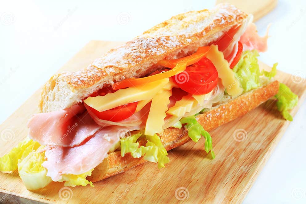 Ham and Cheese Sub Sandwich Stock Image - Image of closeup, pepper ...