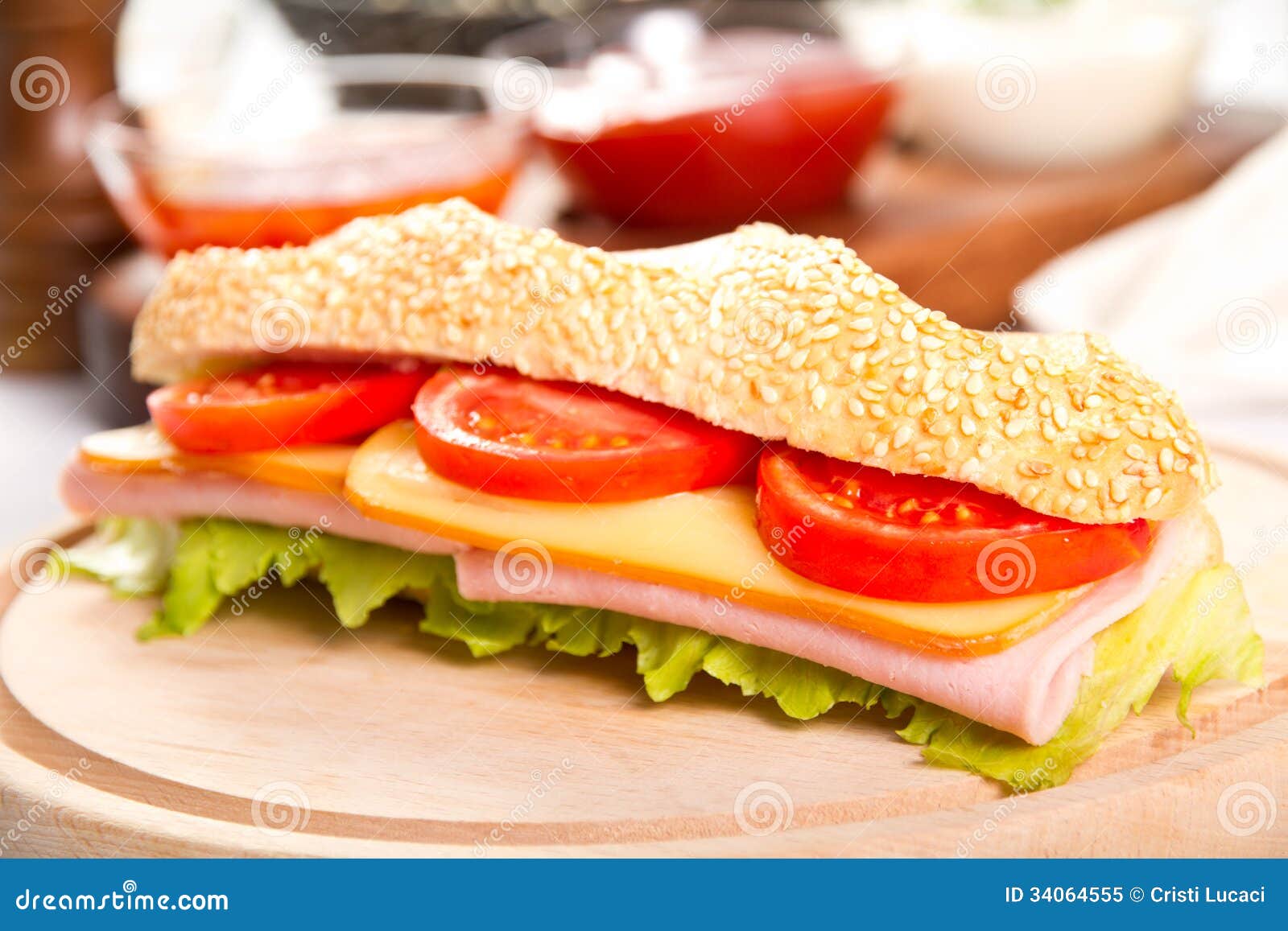 Ham and cheese sub stock image. Image of delicious, ketchup - 34064555