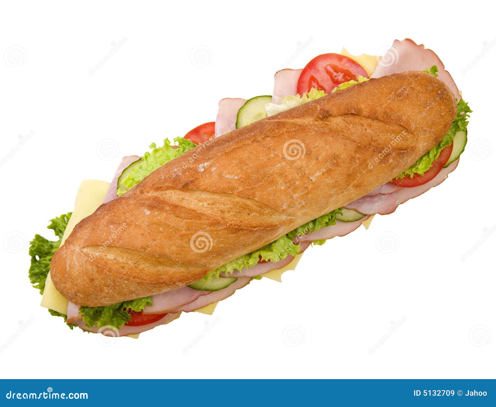 Ham & Cheese Submarine Sandwich Stock Image - Image of long, healthy ...