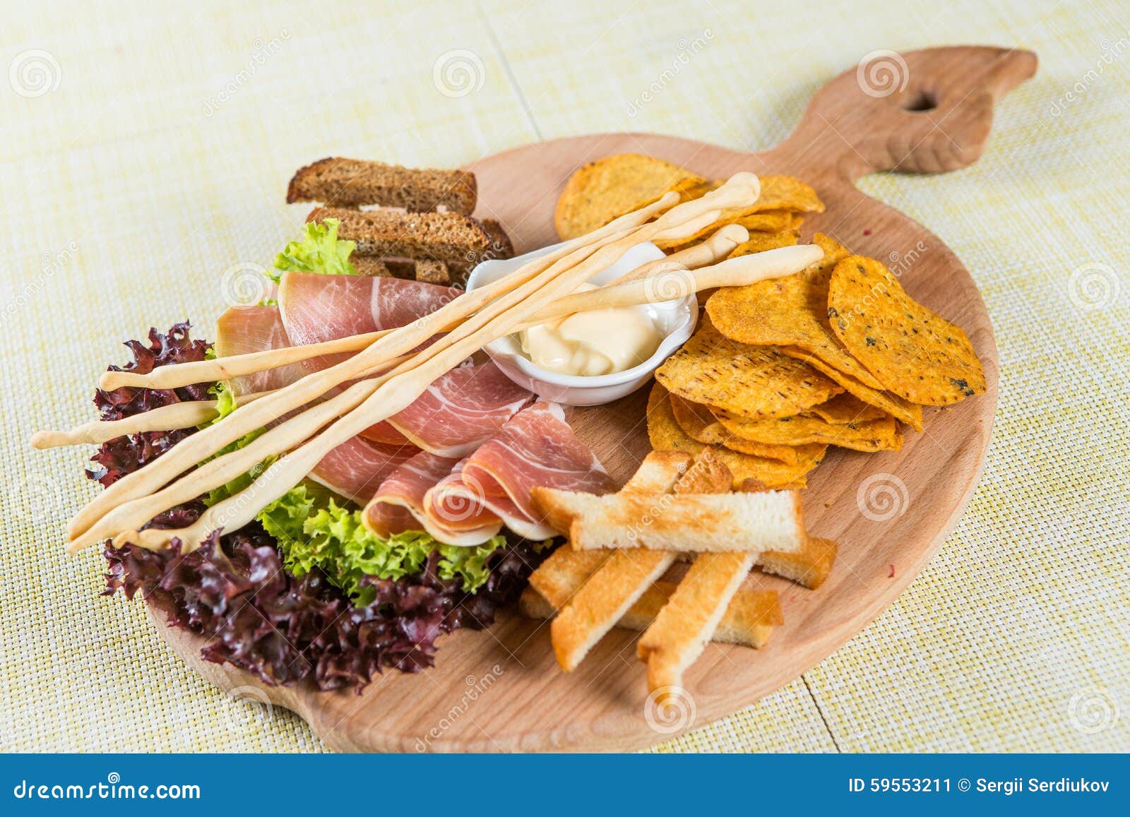 Ham, chips and salad stock image. Image of lunch, food - 59553211