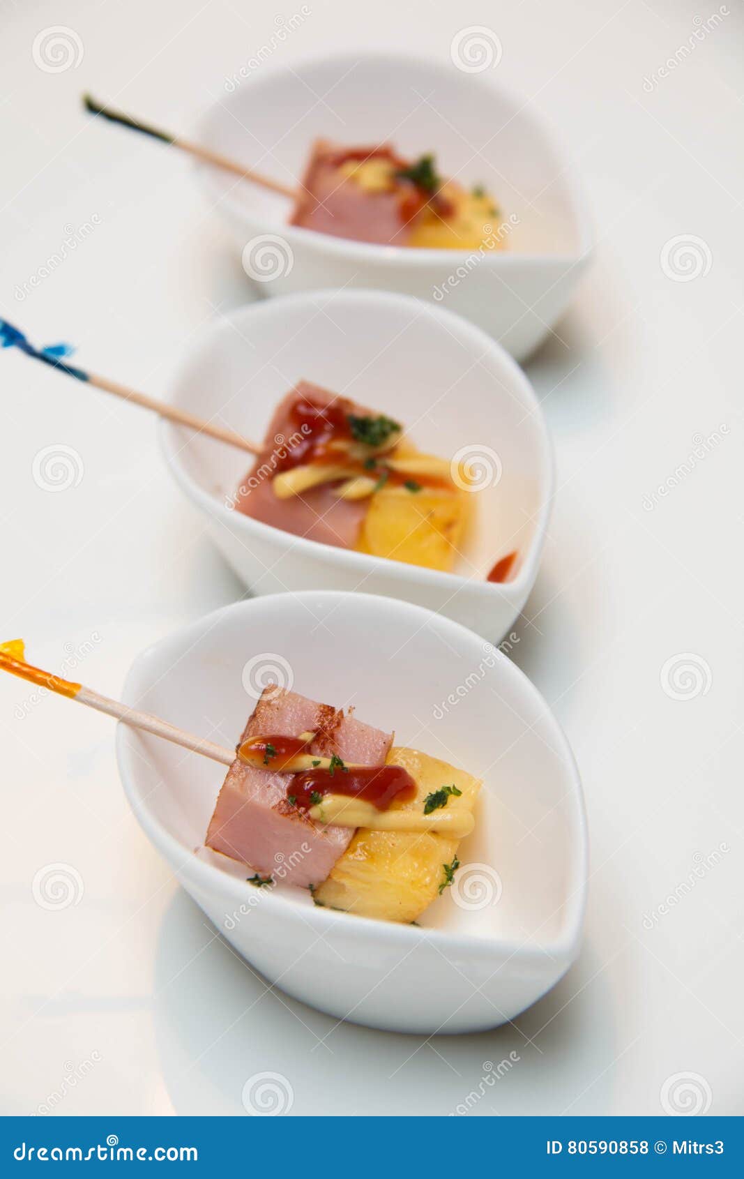 Ham Cocktail with Sauce in a White Stock Photo - Image of catering ...