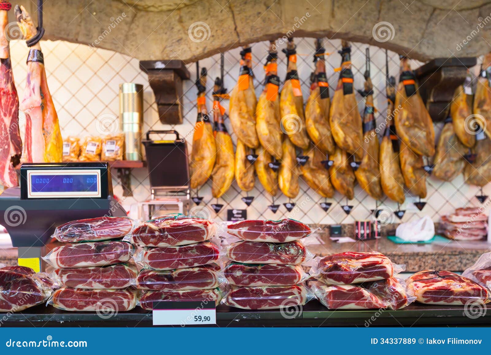 Ham on the counter market stock image. Image of diet - 34337889