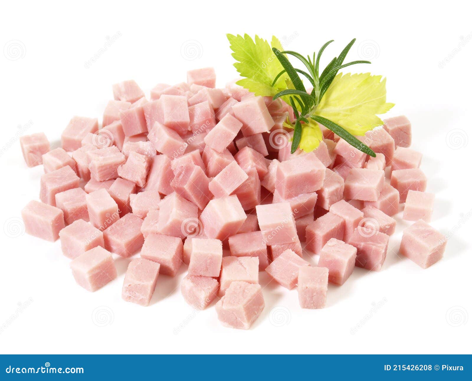 Ham Cubes on White Background - Isolated Stock Photo - Image of ...