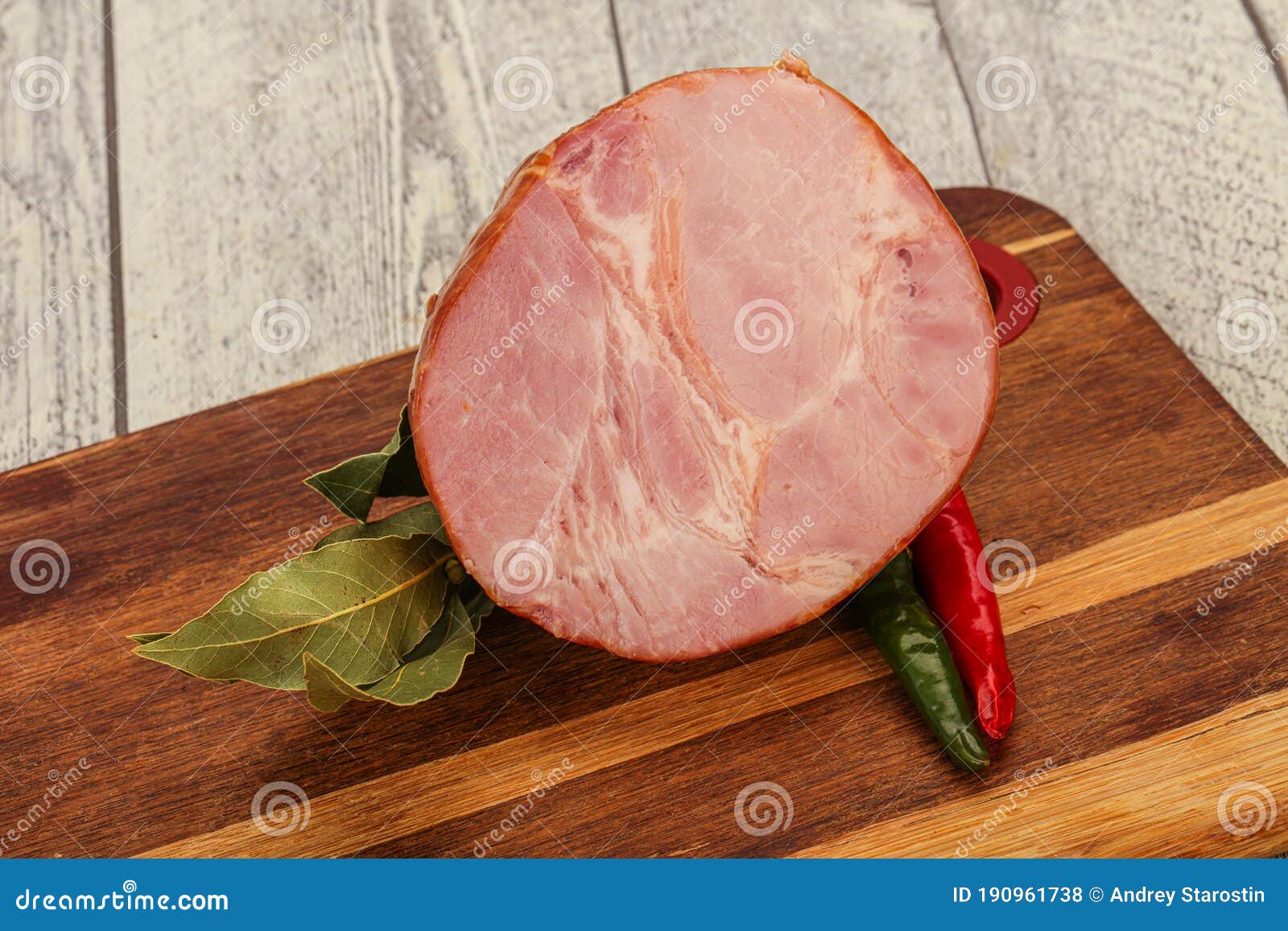 Ham cut in the board stock photo. Image of delicious - 190961738